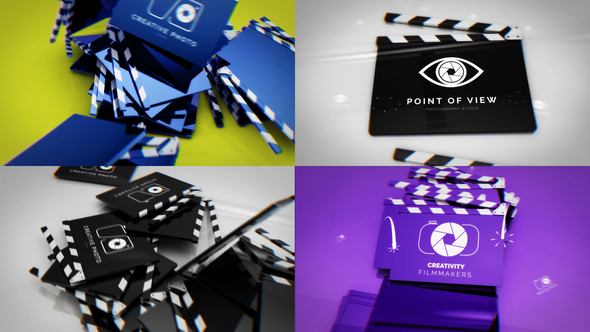 Movie Clapper Board Logo Reveal Bundle, After Effects Project Files